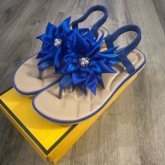 Shoes | Royal Blue Flower Sandals Never Been Worn In The Box | Poshmark